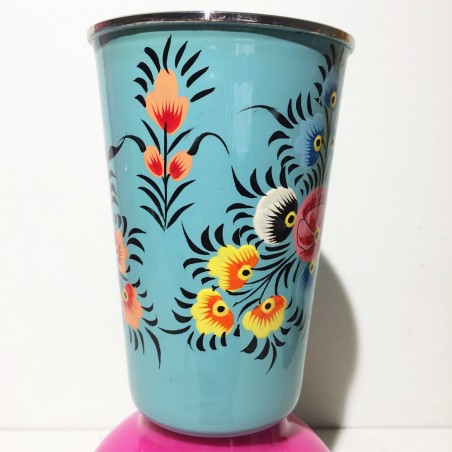 Gobelet émaillé GM Folk cyan (20)