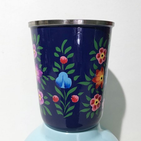 Gobelet émaillé PM Bouquet marine (48)